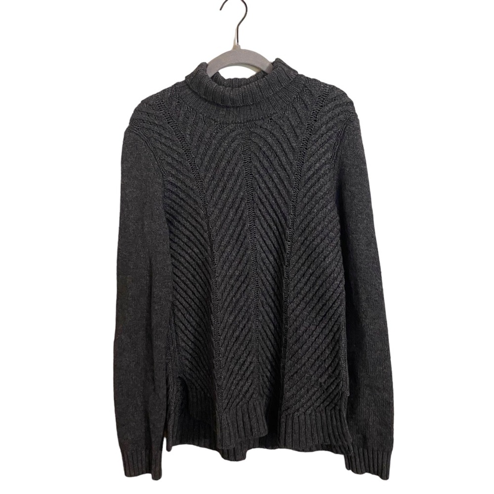 Vince Gray Yak Wool Blend Cable Knit Mock Neck Sweate… - Gem